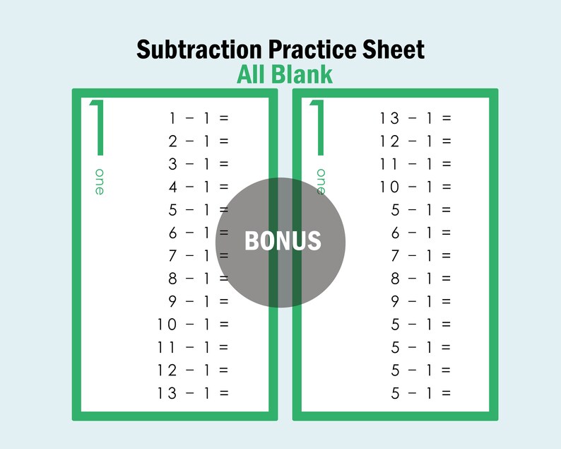 Montessori | Subtraction Chart | Subtraction Worksheets | Math Skills ...