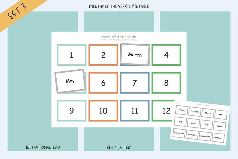 Months of the Year Puzzles Printable | Preschool Activities | Months ...