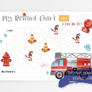 Fire Engine Reward Chart | 30 Day Habit Tracker for Kids | Printable ...