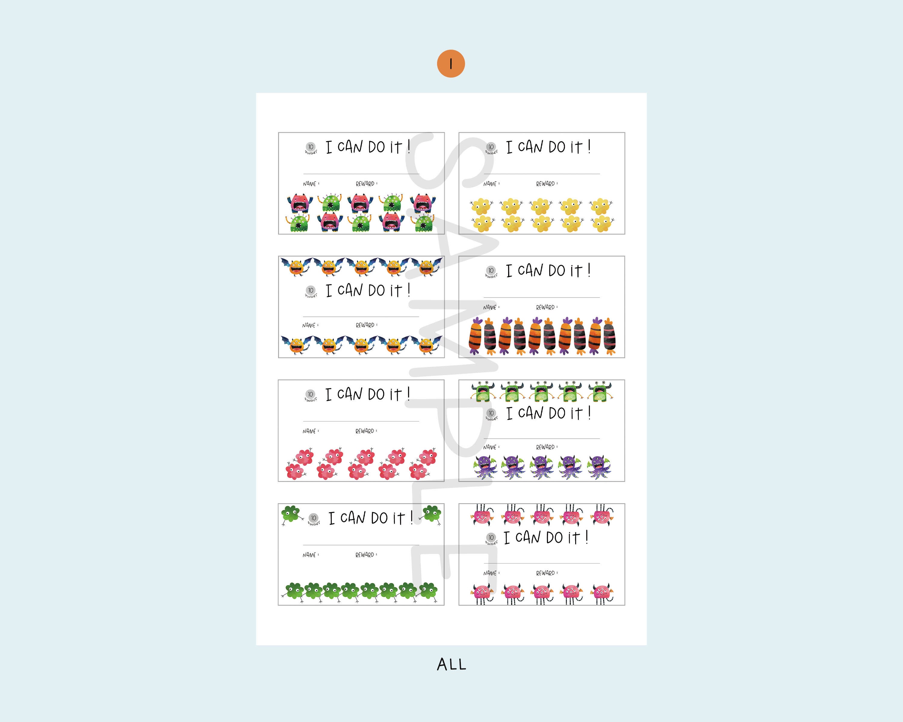 Monster Punch Card | 10 Punches Reward Card | Printable Reward Chart ...