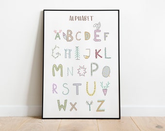 Alphabet Poster, ABC Printable, Pastel Alphabet Wall Art, Printable ...