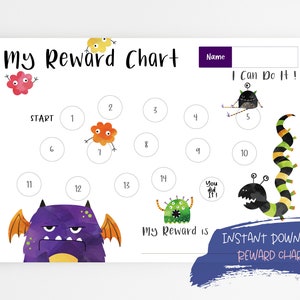 Monster Reward Chart for Kids | Printable Reward Chart | Reward Chart ...