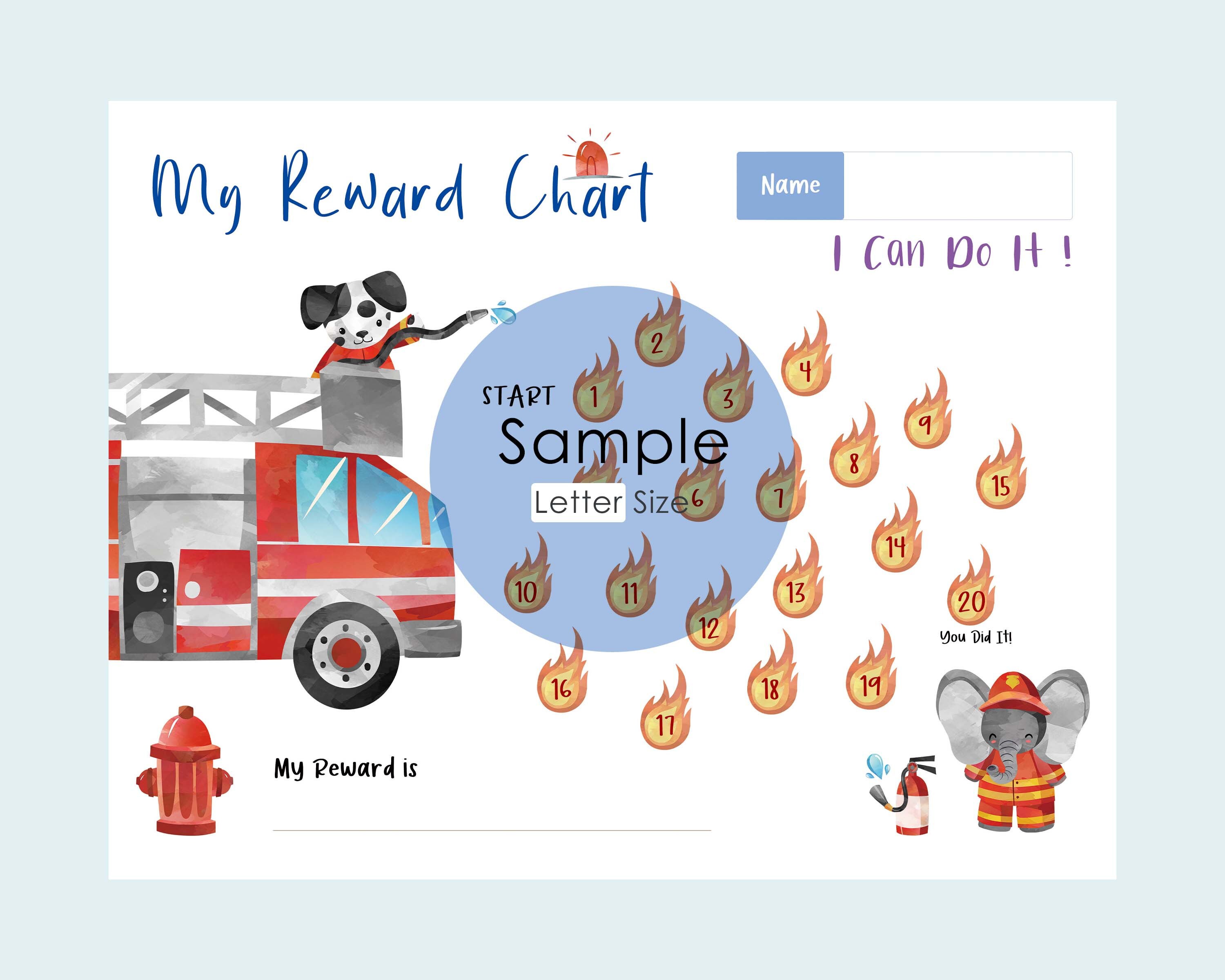 Firefighters Reward Chart for Kids | Printable Reward Chart | Toddler ...