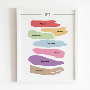 Colorful Days of the Week Printable Poster | Learning Poster | Home ...