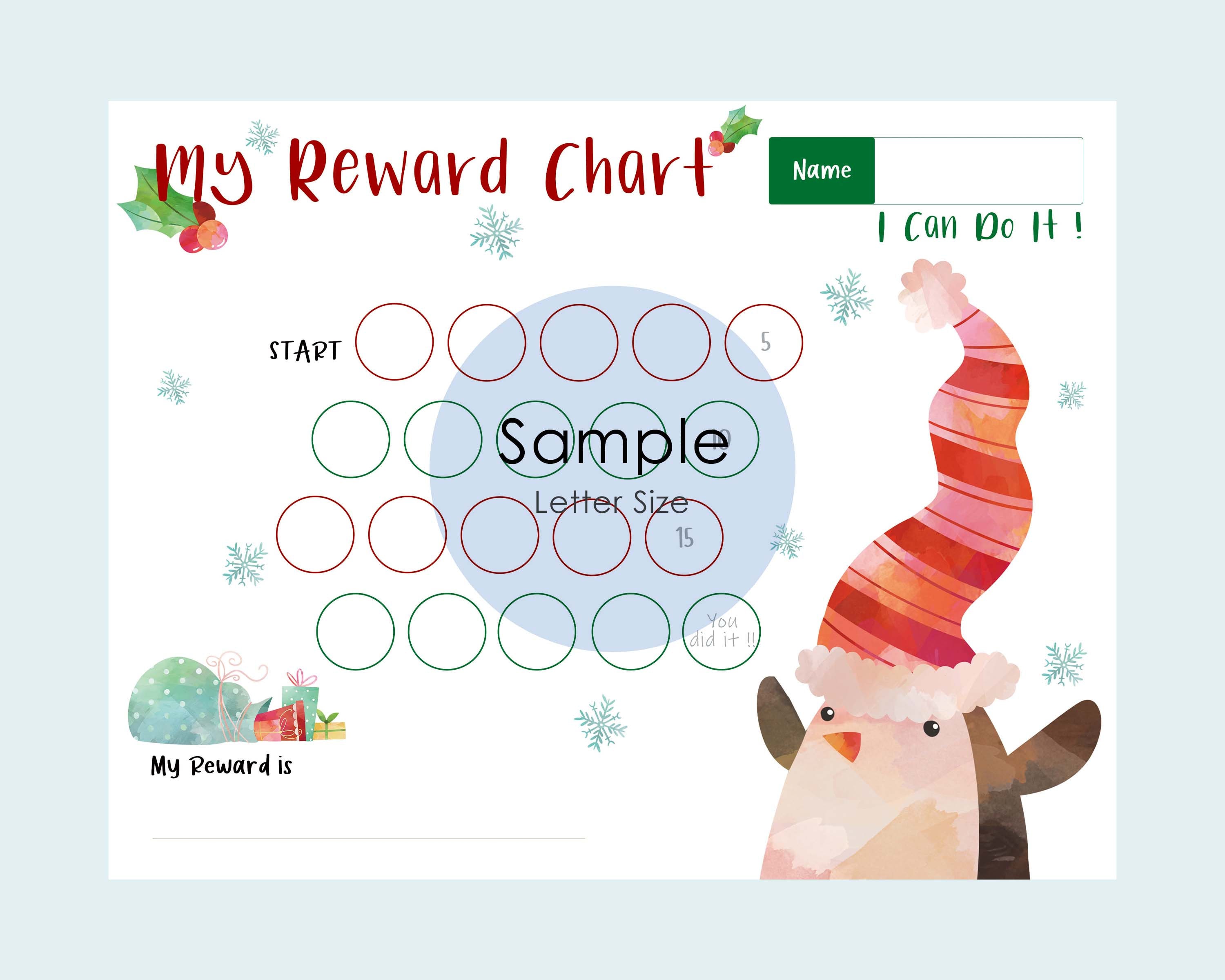 Christmas Reward Chart Printable Reward Chart for Kids Instant Download ...