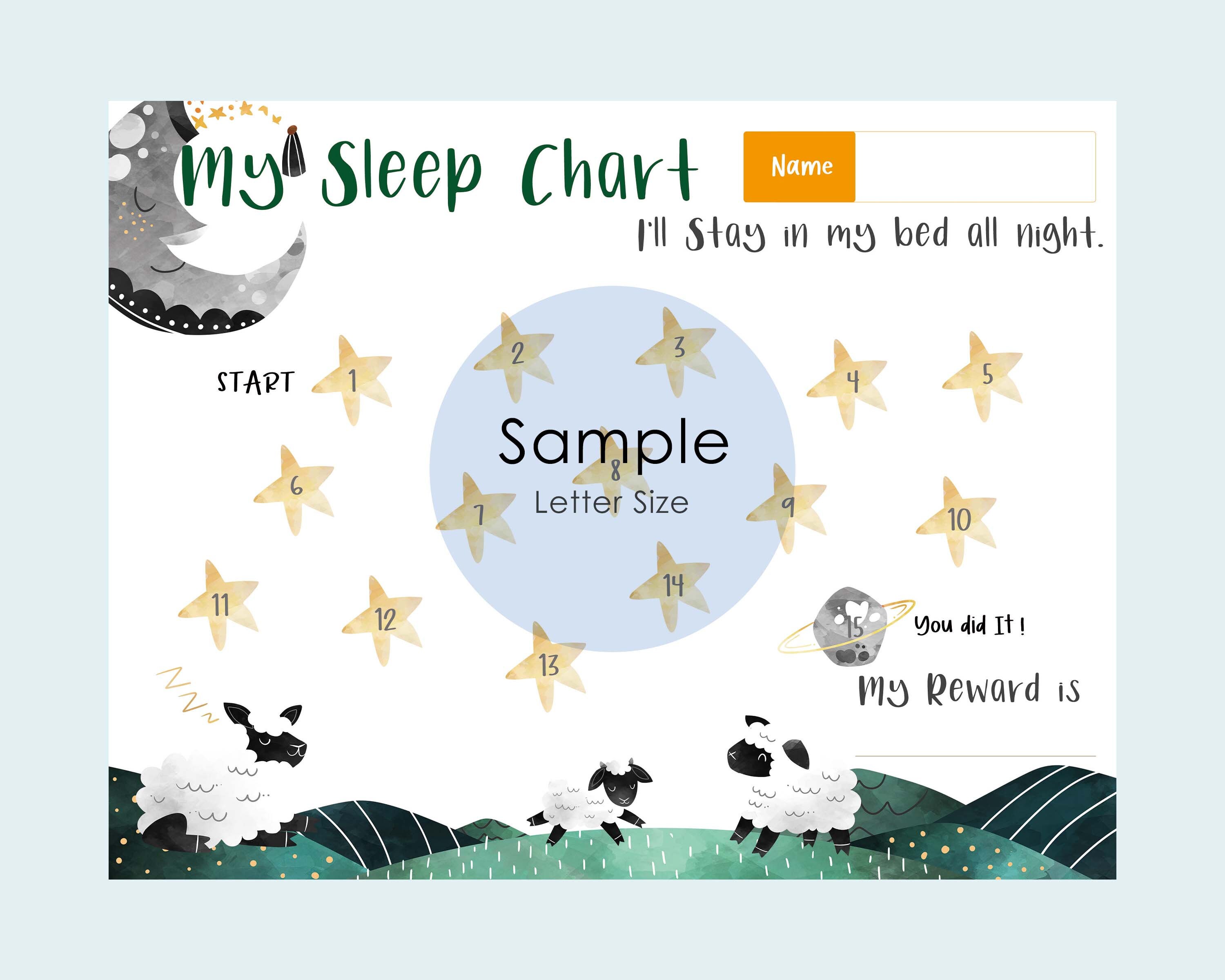 Sheep Sleep Chart for Kids | Reward Chart Printable | Reward Chart for ...