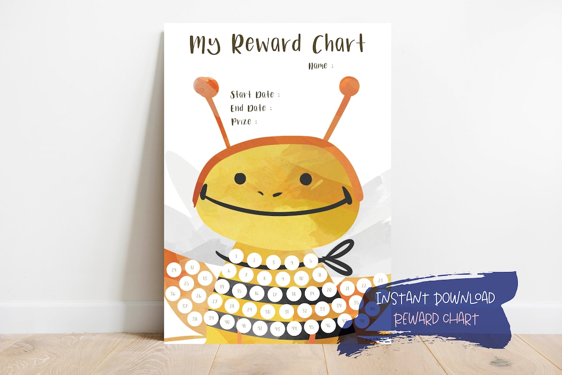 Bee Reward Chart Printable Spring Sticker Chart 50 Circles - Etsy