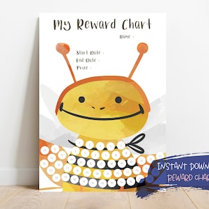 Bee Reward Chart | Printable Spring Sticker Chart | 50 Circles Reward ...
