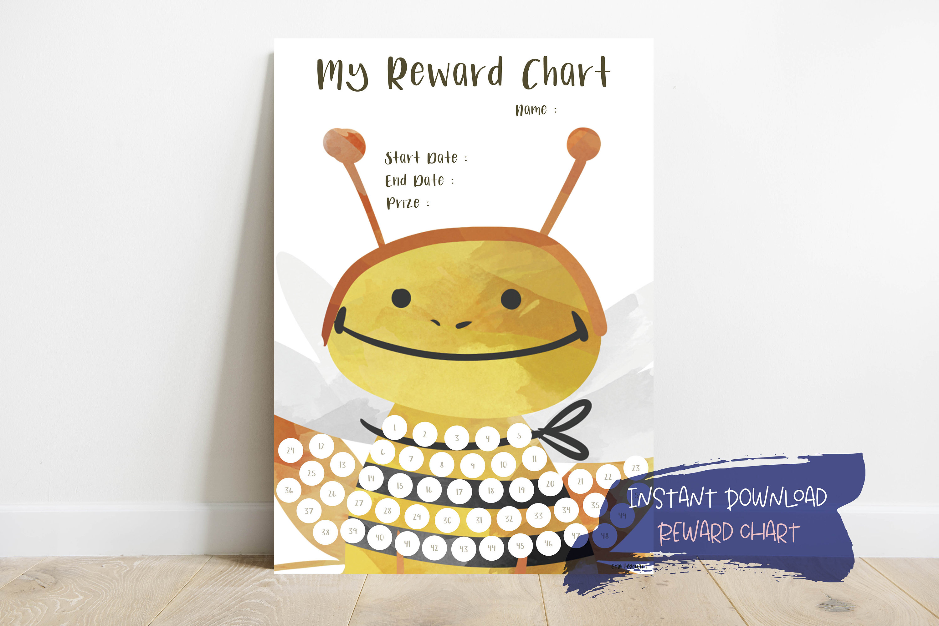 Bee Reward Chart | Printable Spring Sticker Chart | 50 Circles Reward ...