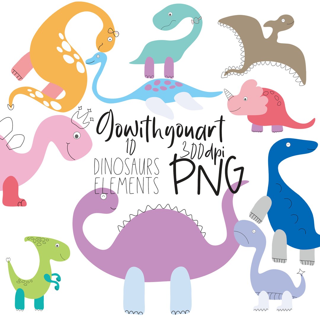 10 Dinosaurs Clip Art | Dinosaur Download | PNG, 300DPI | Instant ...