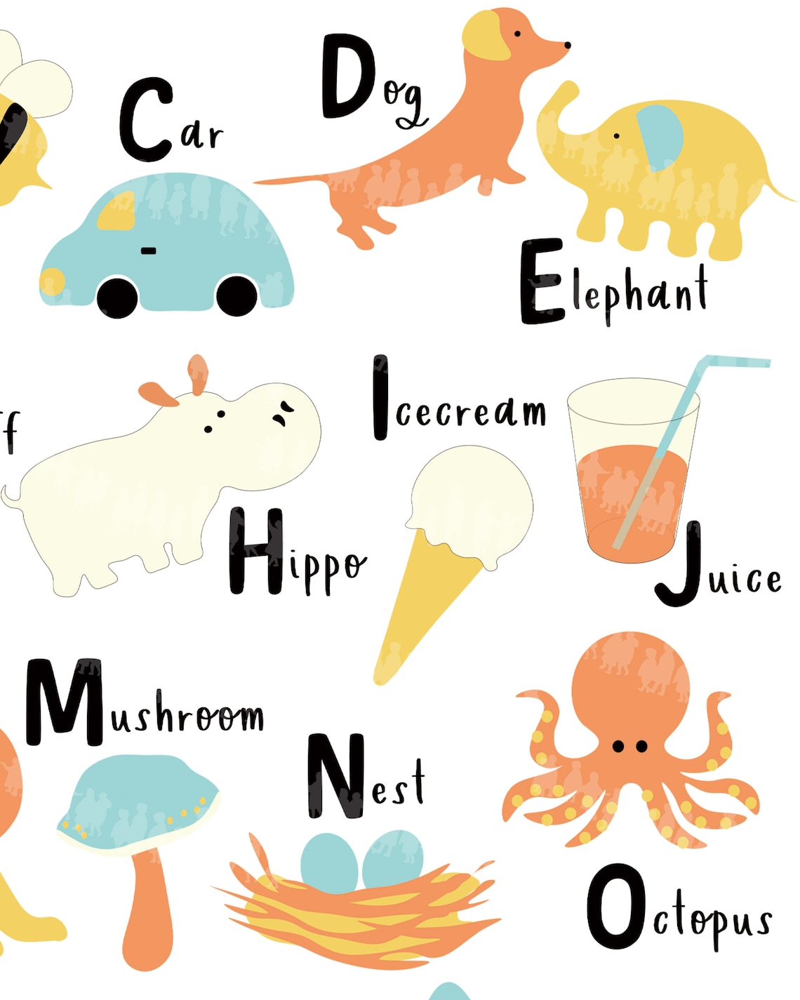 Alphabet Poster Printable Wall Art Alphabet Prints Kids Wall Art ABC ...