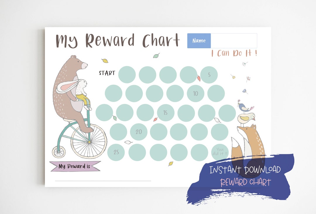 Forest Animal Reward Chart | Printable Reward Chart | Instant Download ...