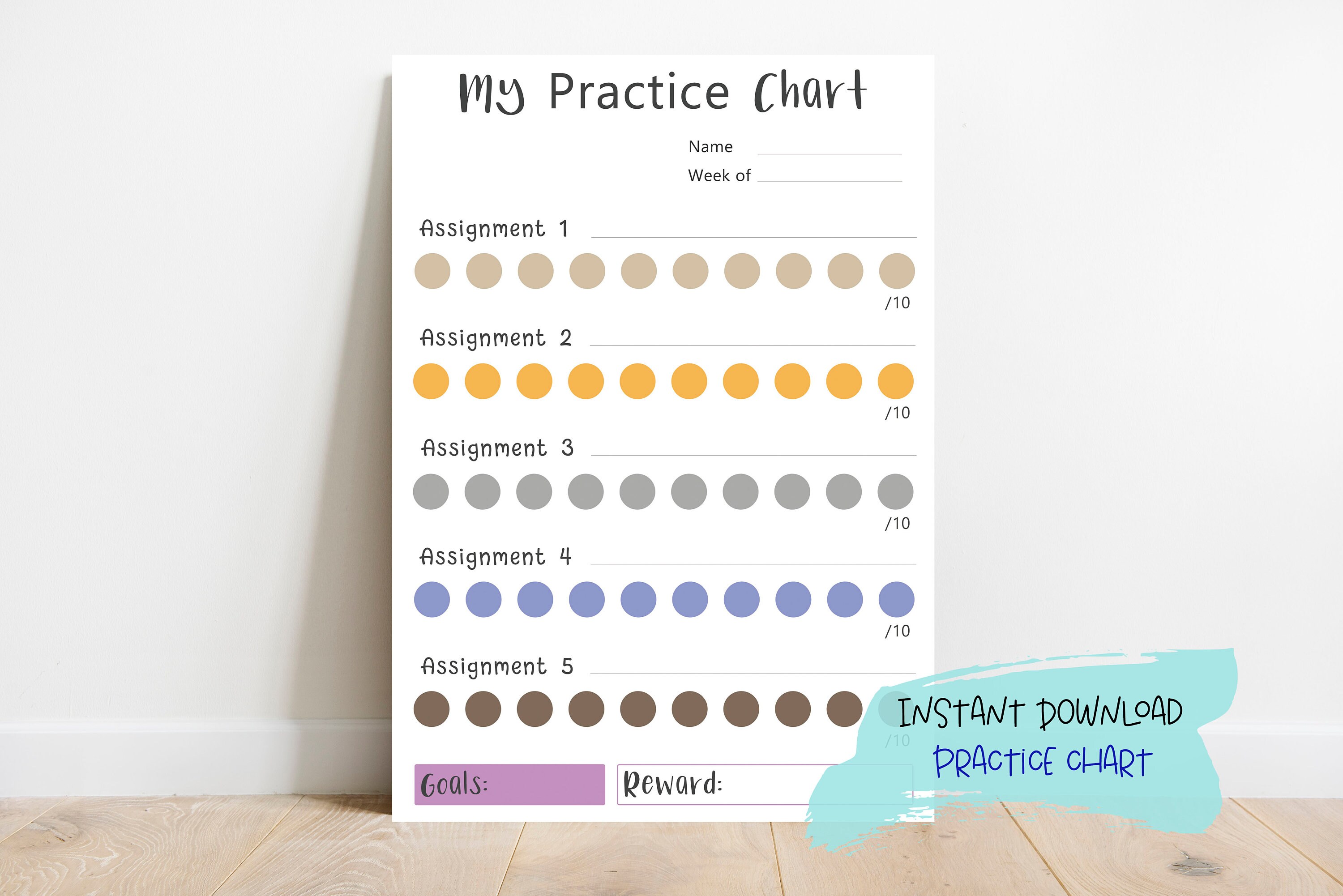 Practice Reward Chart | Instant Download Reward Chart | Instrumental ...