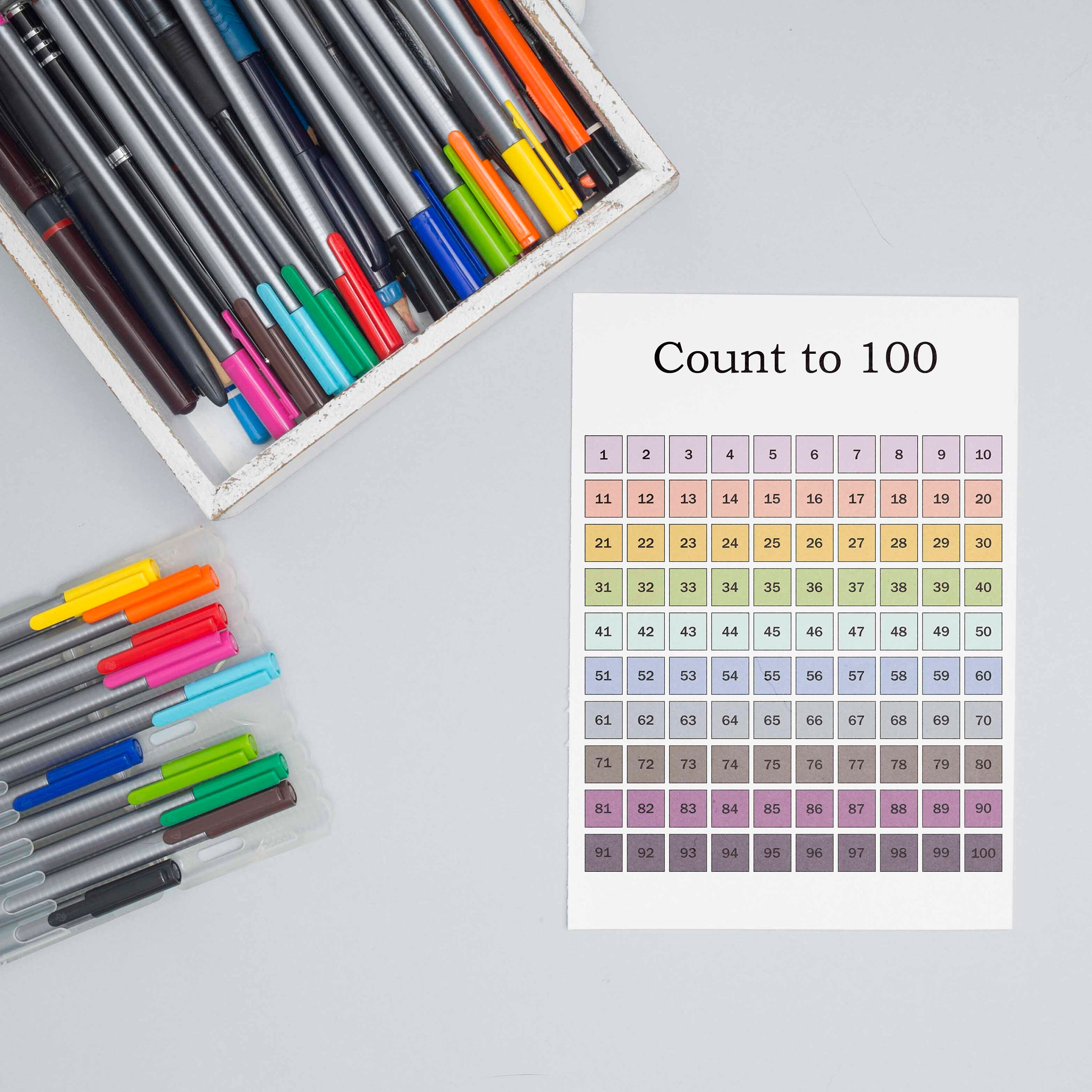 Count to 100 Number Chart Learning to Count Kids Math Activity Number ...