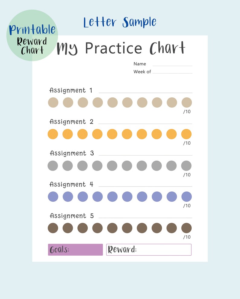 Practice Reward Chart | Instant Download Reward Chart | Instrumental ...