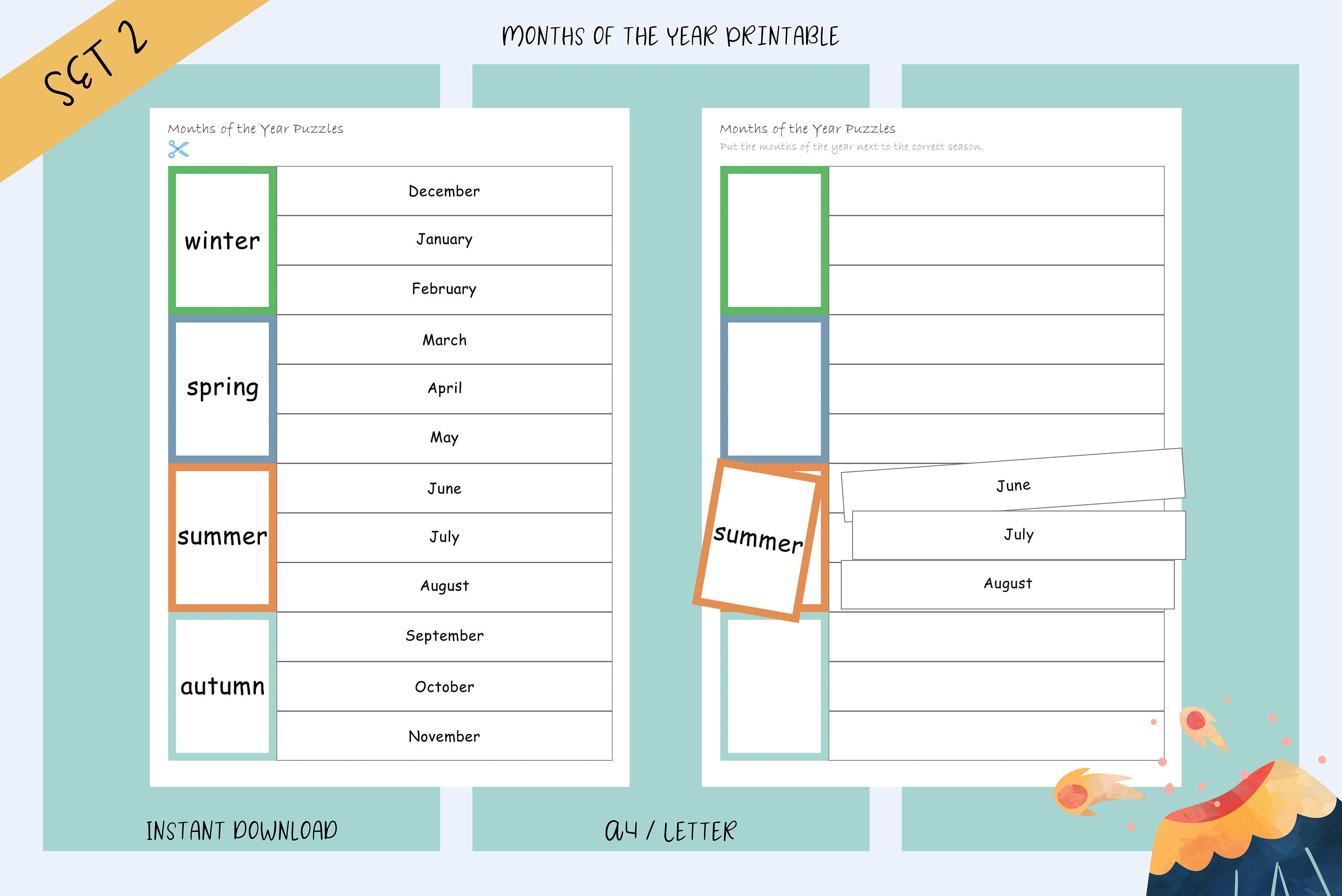 Months of the Year Puzzles Printable | Preschool Activities | Months ...