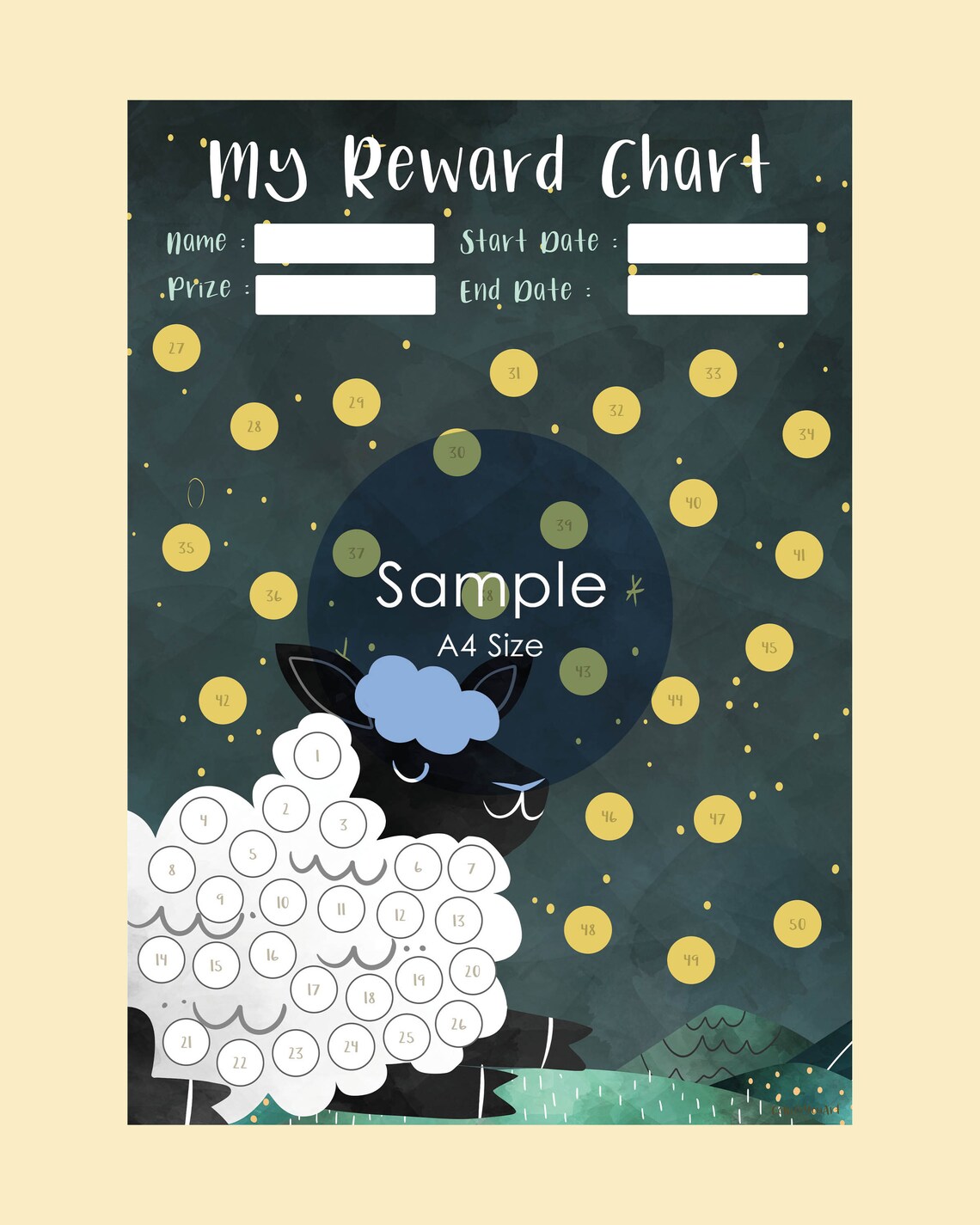 Sheep Reward Chart | Sleep Chart | KIDS Template | 50 Day Challenge ...
