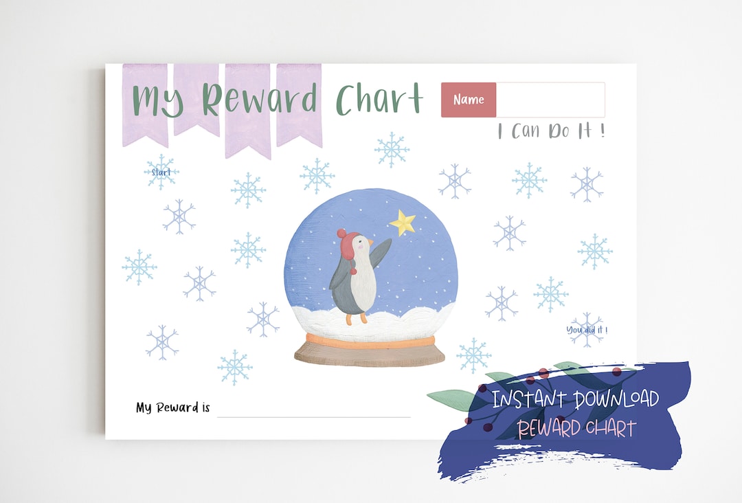 Snowball Reward Chart 20 Snowflakes Printable Sticker Chart Reward ...