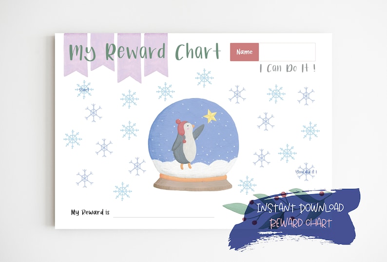 Snowball Reward Chart 20 Snowflakes Printable Sticker Chart Reward ...