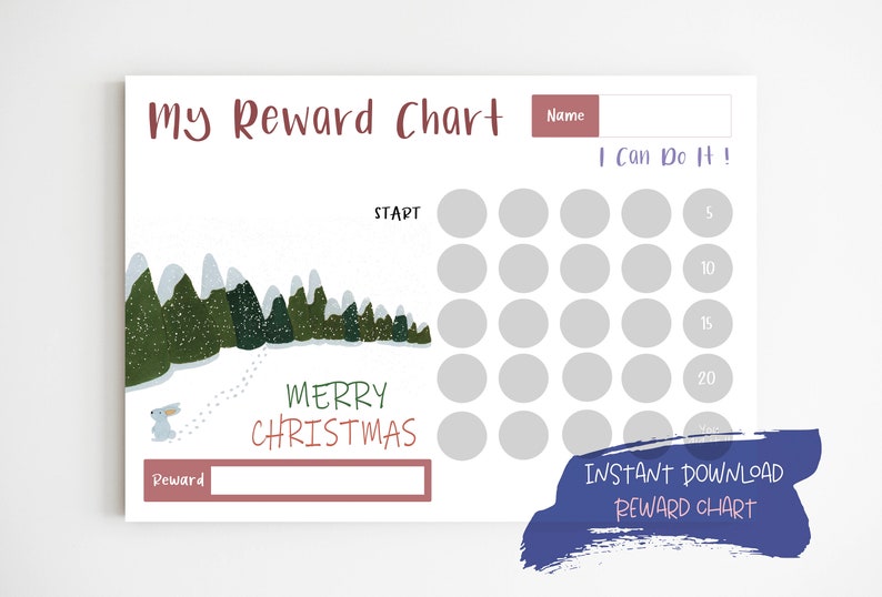 Christmas Reward Chart | Instant Download Reward Chart for KIDS | Potty ...