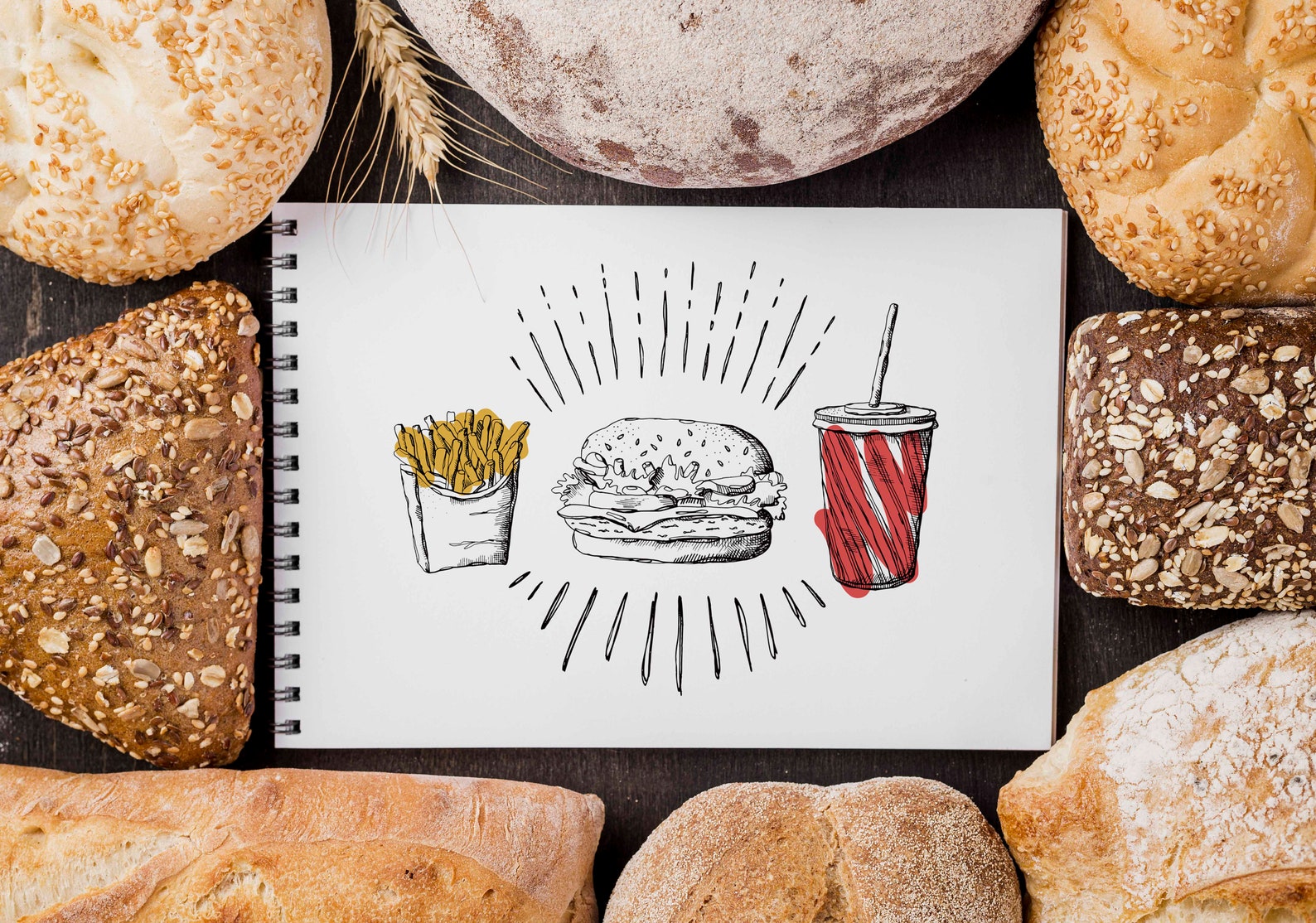 Hamburger Poster | Printable Wall Art | Food Art | Burger Print ...