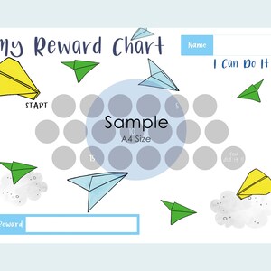 Paper Plane Reward Chart for KIDS | Reward Chart for Girls | Reward ...