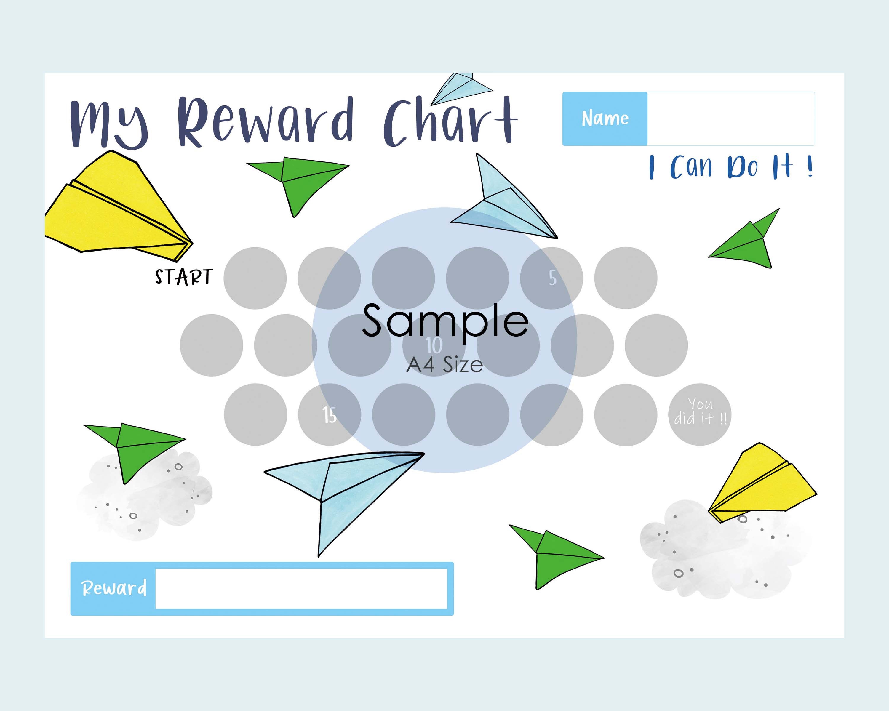 Paper Plane Reward Chart for KIDS | Reward Chart for Girls | Reward ...