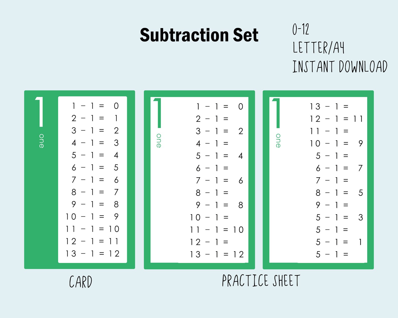 Montessori | Subtraction Chart | Subtraction Worksheets | Math Skills ...