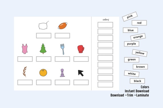 Color Name Matching Game for KIDS Pre-k Color Print | Etsy