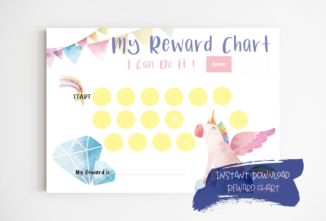 Unicorn Reward Chart for Kids | Rainbow Unicorn Reward Chart ...