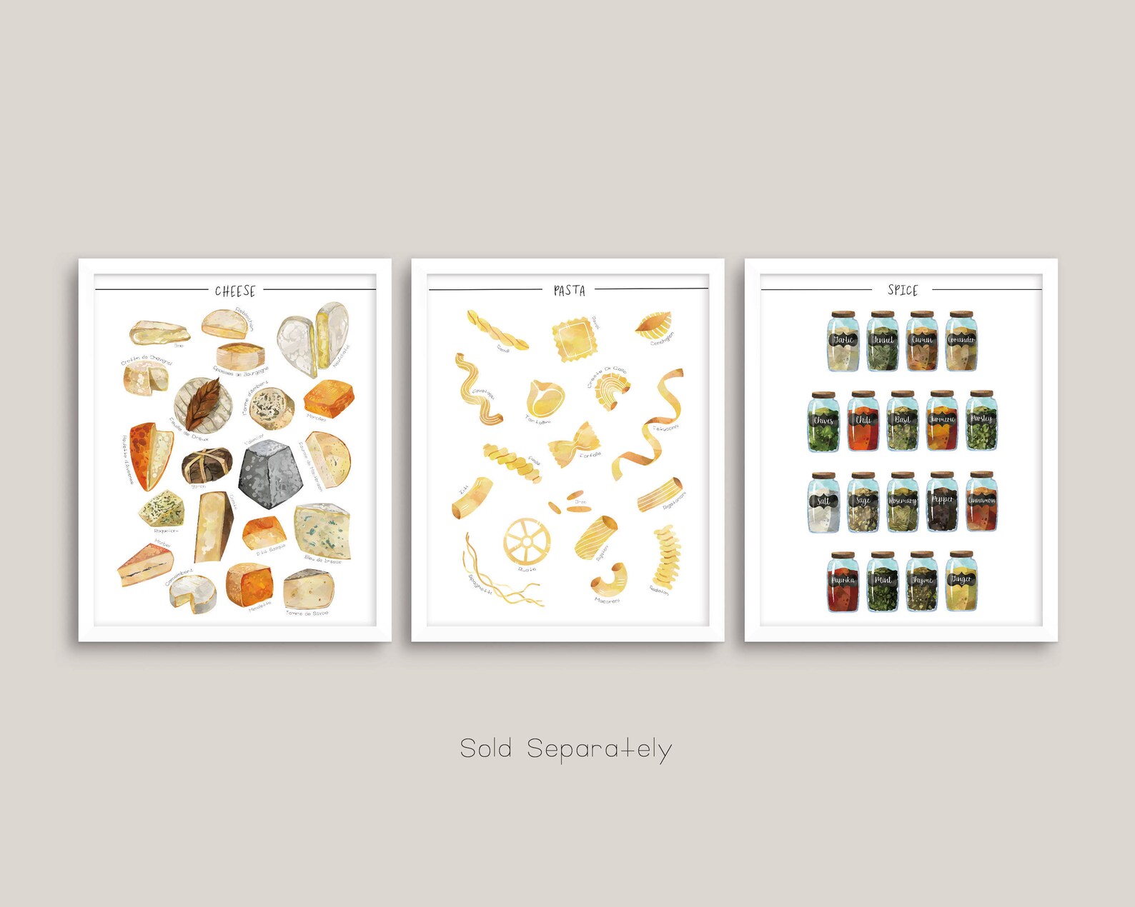 Pasta Poster Printable Pasta Types Art Kitchen Decor Gift for Pasta ...