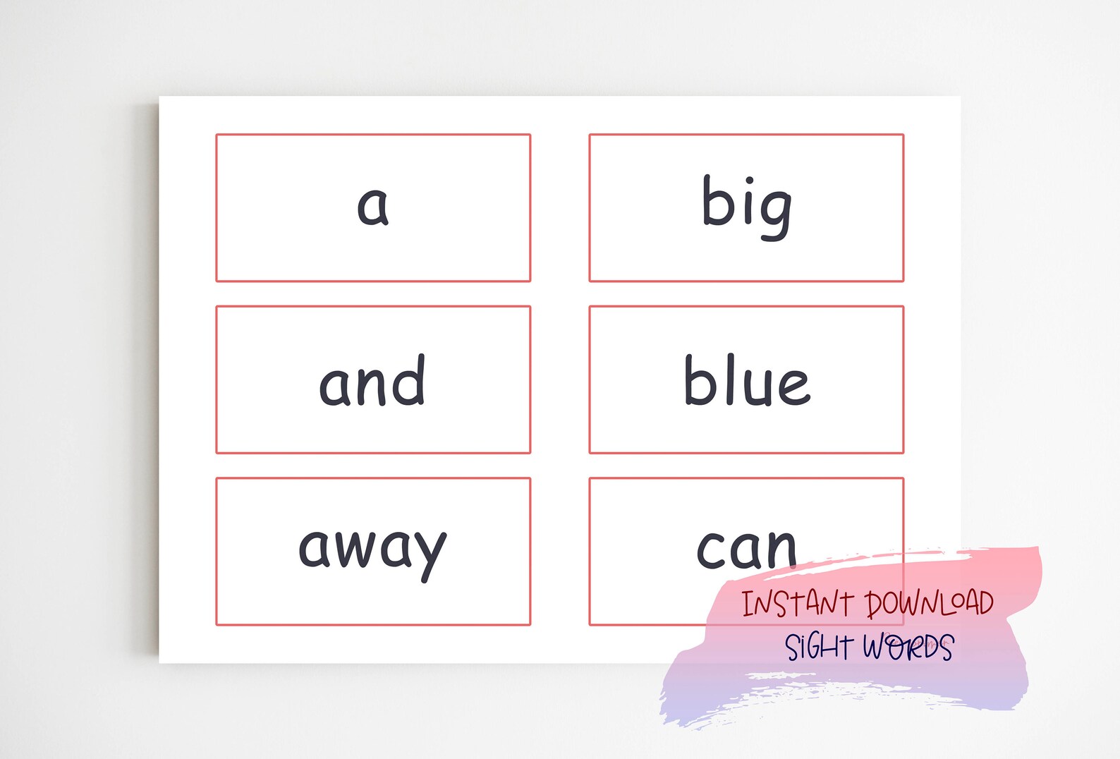 Dolch Sight Words Printable | 40 Pre-primer Sight Word | Sight Word ...
