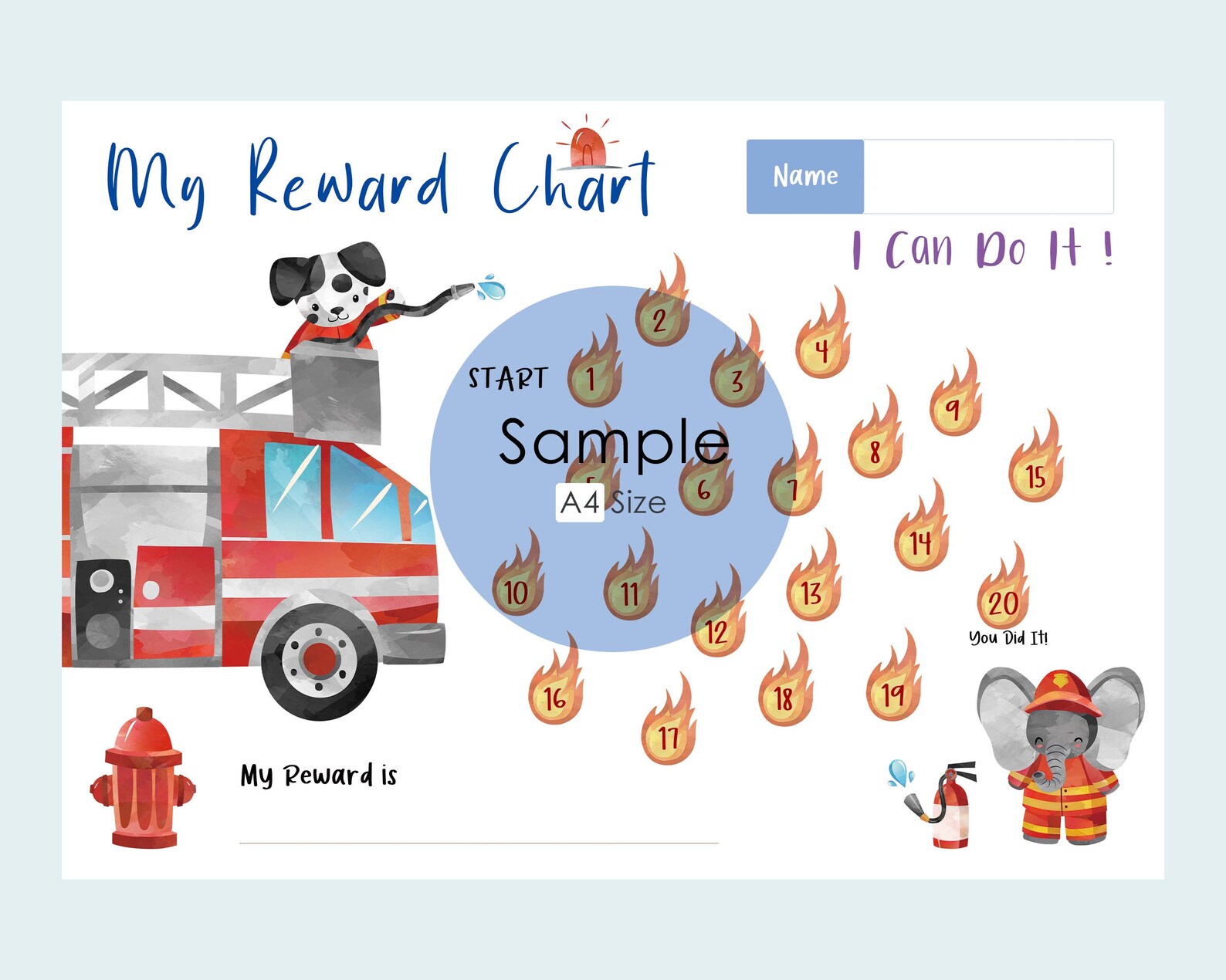 Firefighters Reward Chart for Kids | Printable Reward Chart | Toddler ...