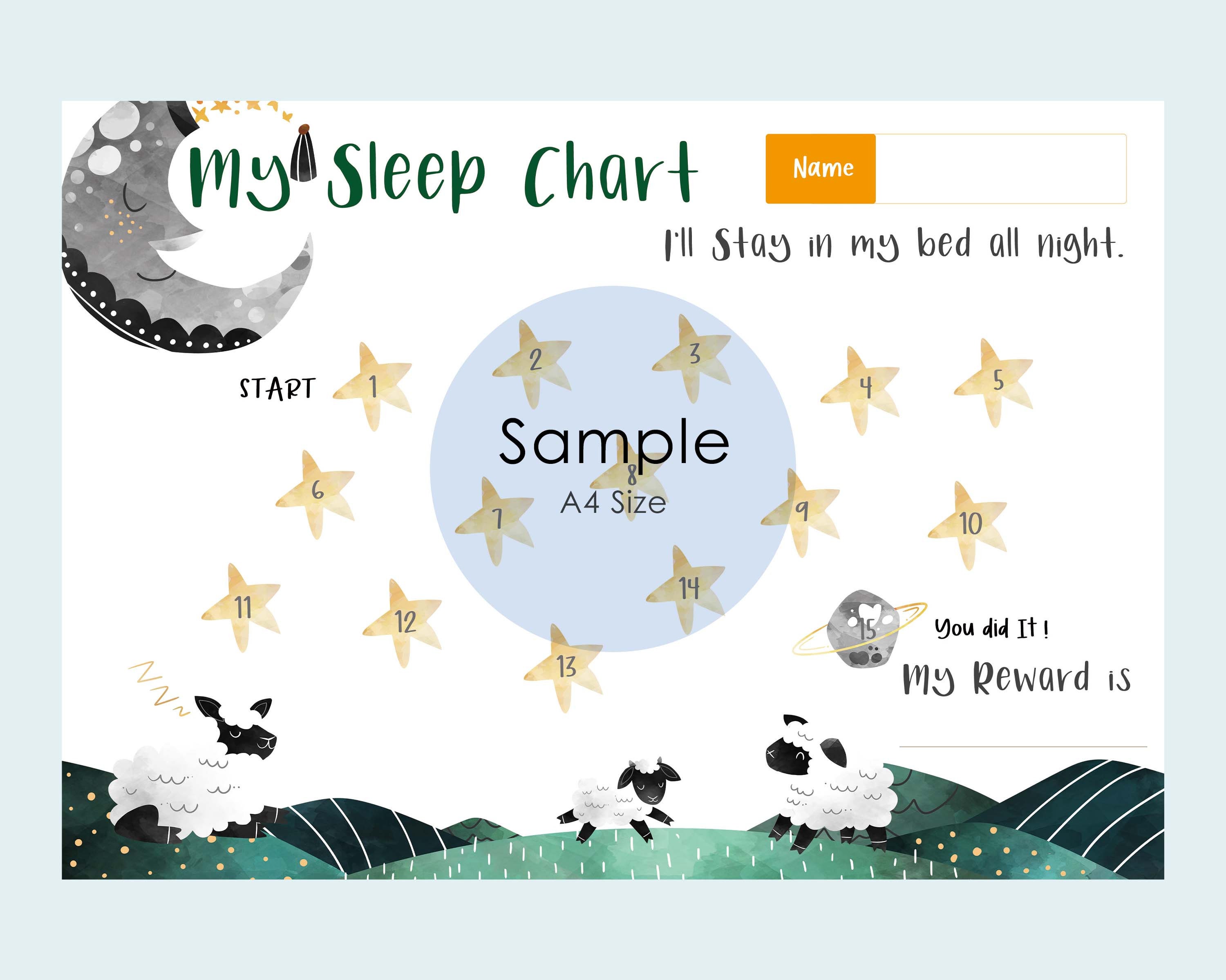 Sheep Sleep Chart for Kids | Reward Chart Printable | Reward Chart for ...