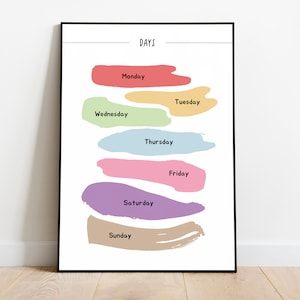 Colorful Days of the Week Printable Poster | Learning Poster | Home ...