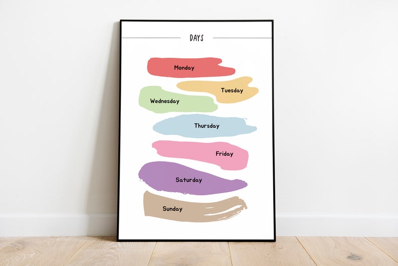 Colorful Days of the Week Printable Poster | Learning Poster | Home ...