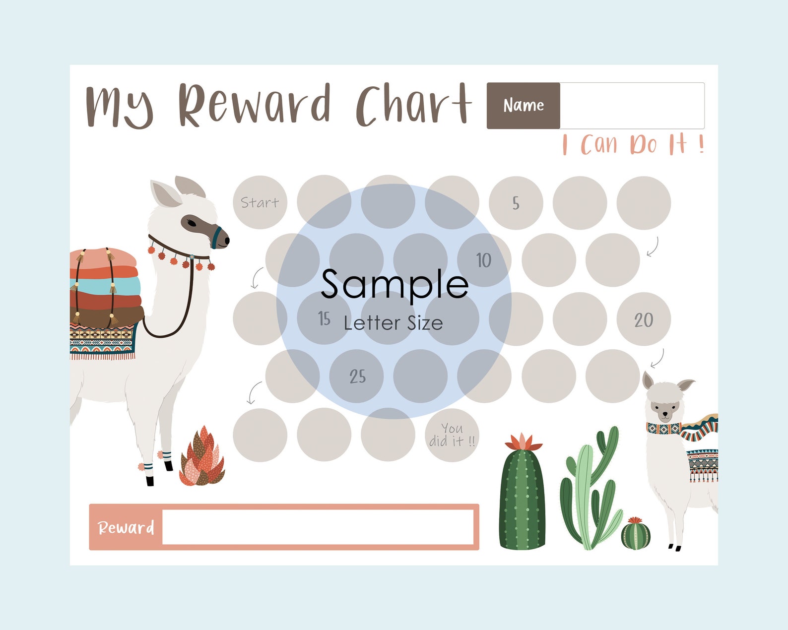 Alpaca Reward Chart | Chart for Kids | Sleep Chart | Printable Chores ...