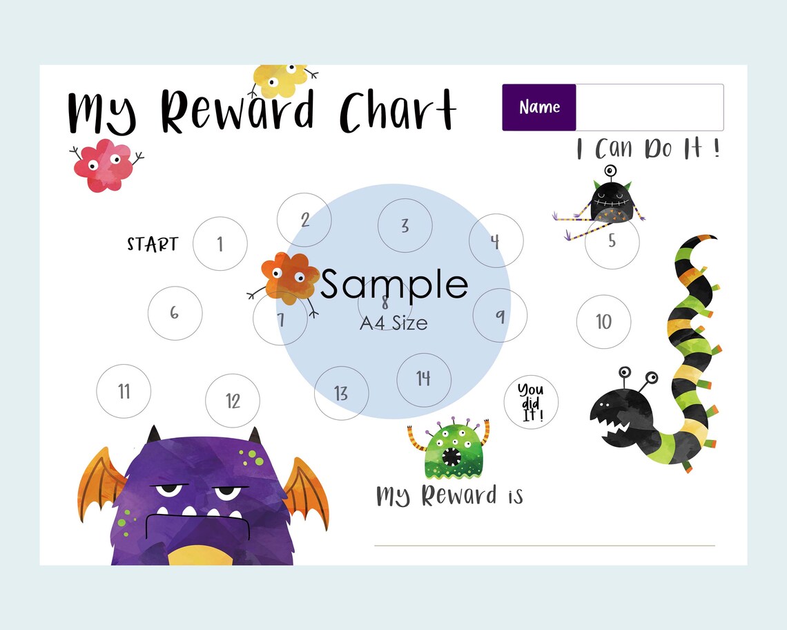 Monster Reward Chart for Kids Printable Reward Chart Reward Chart ...