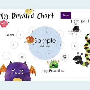 Monster Reward Chart for Kids | Printable Reward Chart | Reward Chart ...
