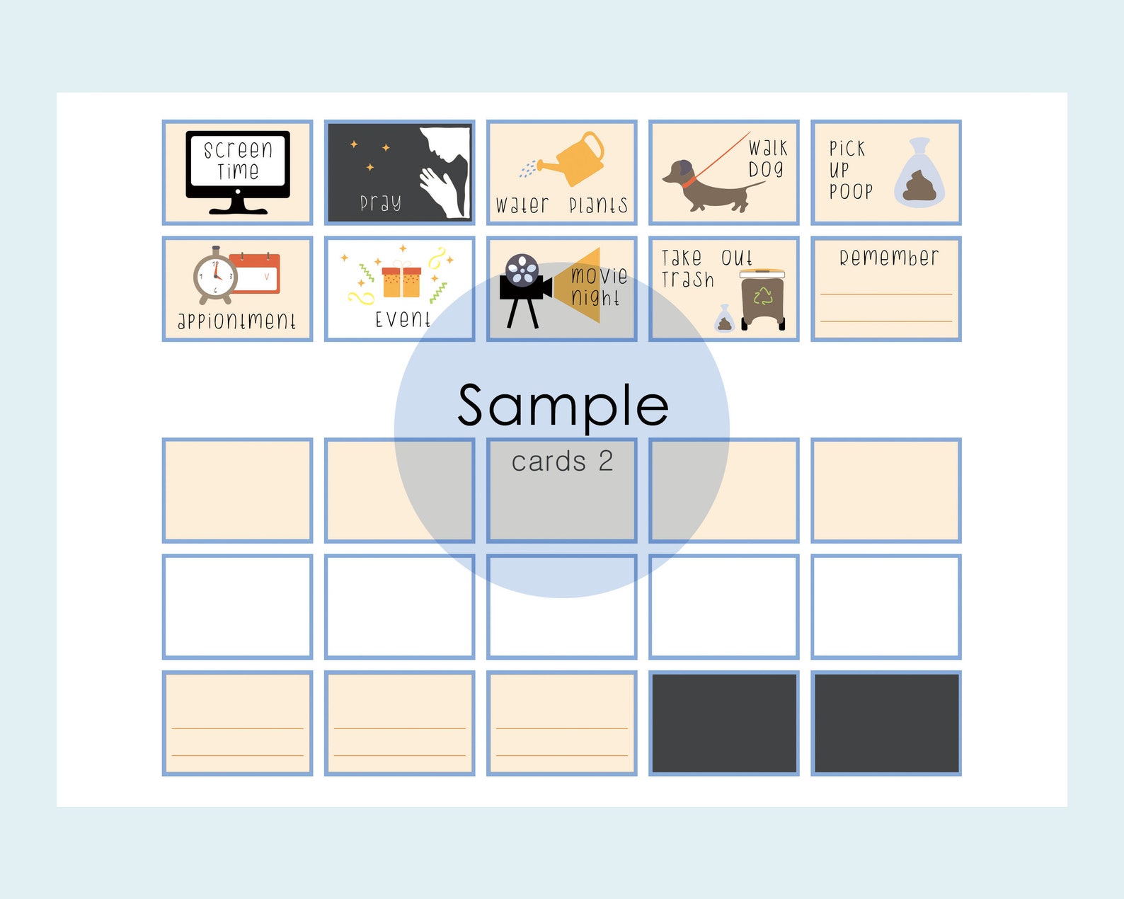 Daily Responsibilities Chart for KIDS Visual Chore Chart Printable ...