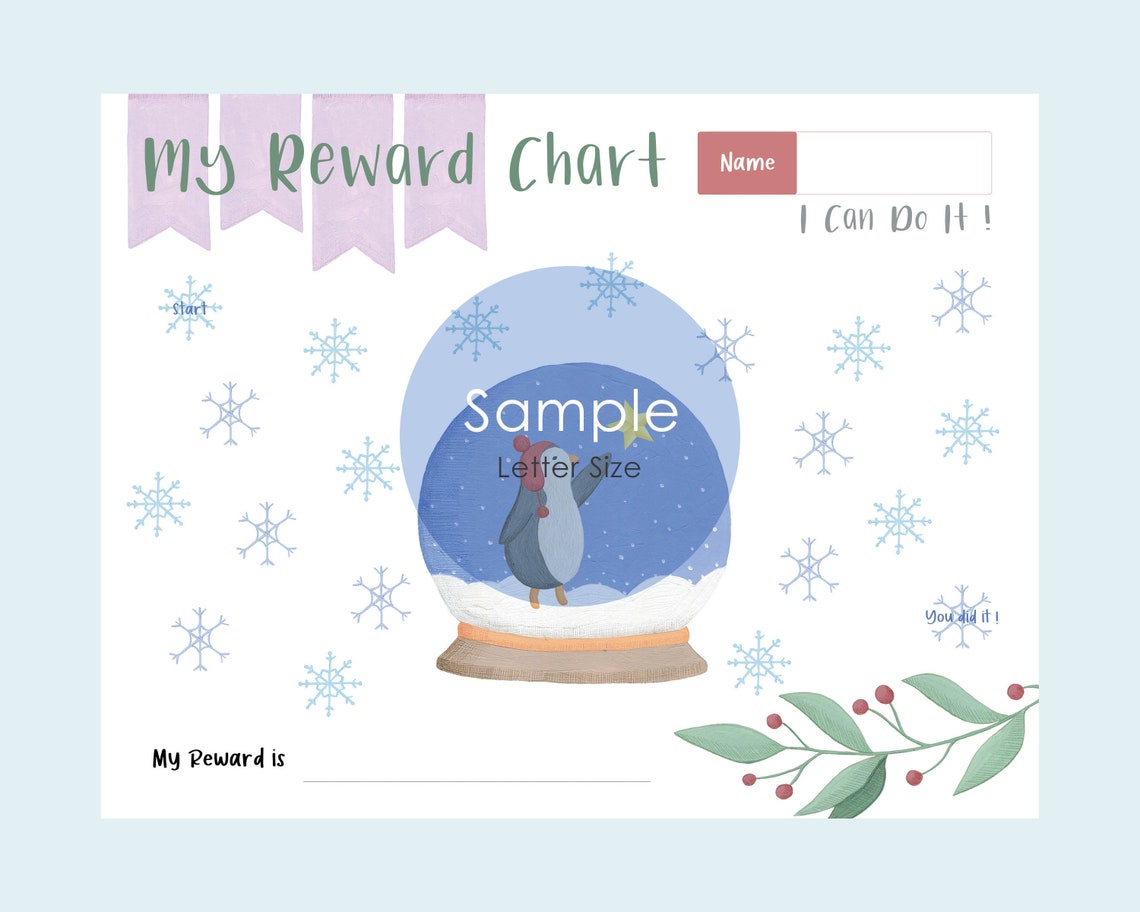 Snowball Reward Chart 20 Snowflakes Printable Sticker Chart Reward ...