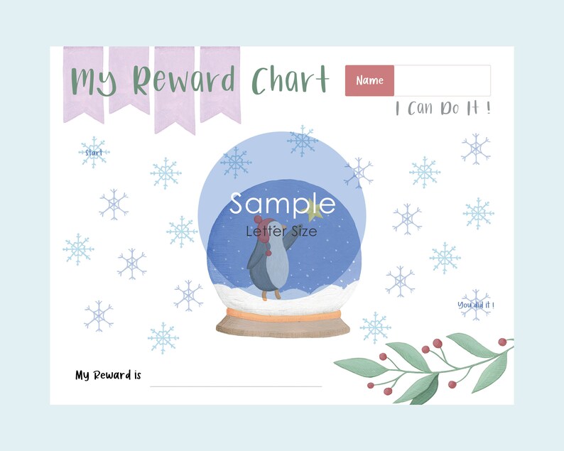 Snowball Reward Chart 20 Snowflakes Printable Sticker Chart Reward ...