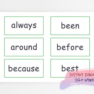 Dolch Sight Words Printables | 46 Second Dolch Words Flashcards | Kids ...