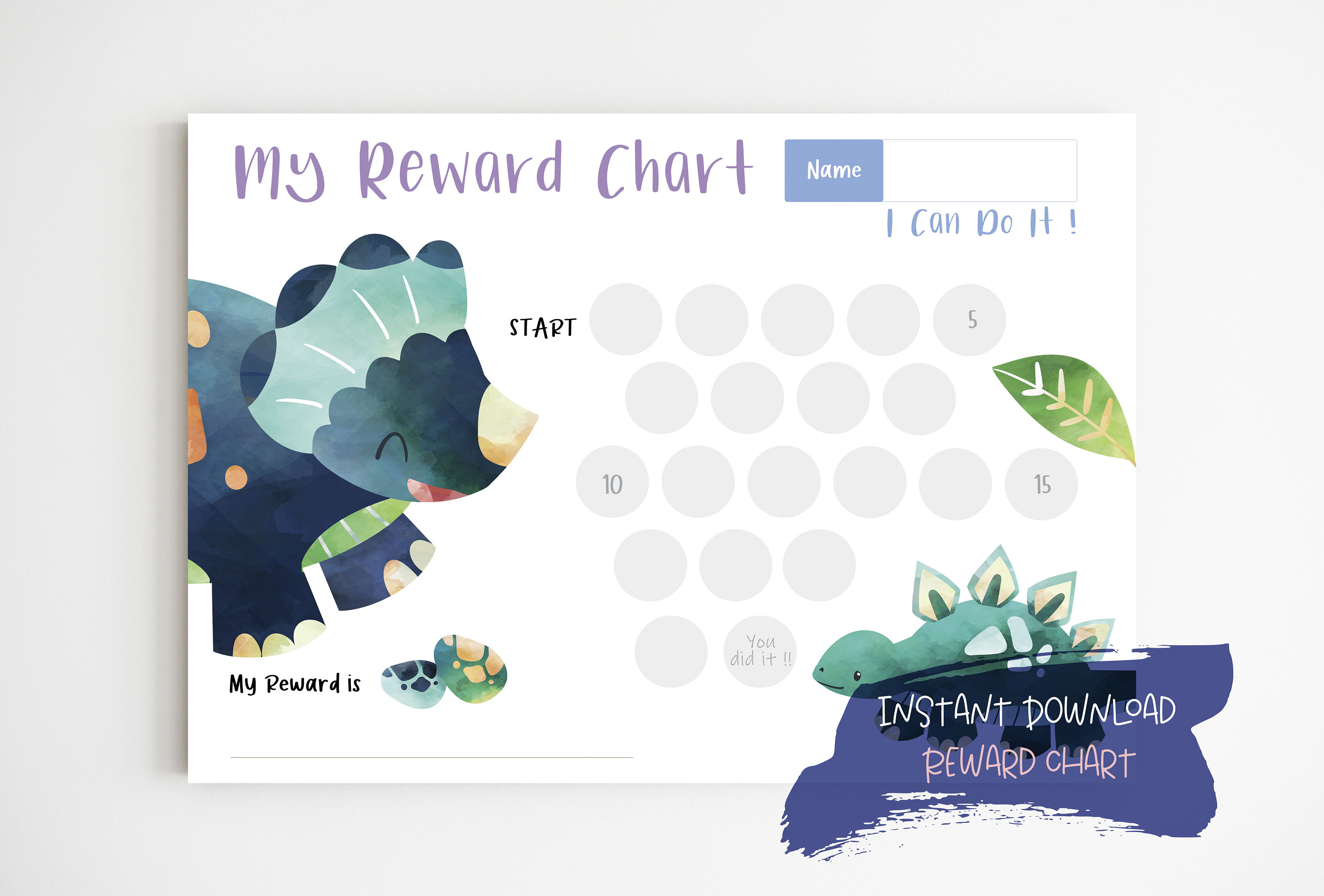 Dinosaur Reward Chart | Printable Reward Chart | Potty Reward Chart ...