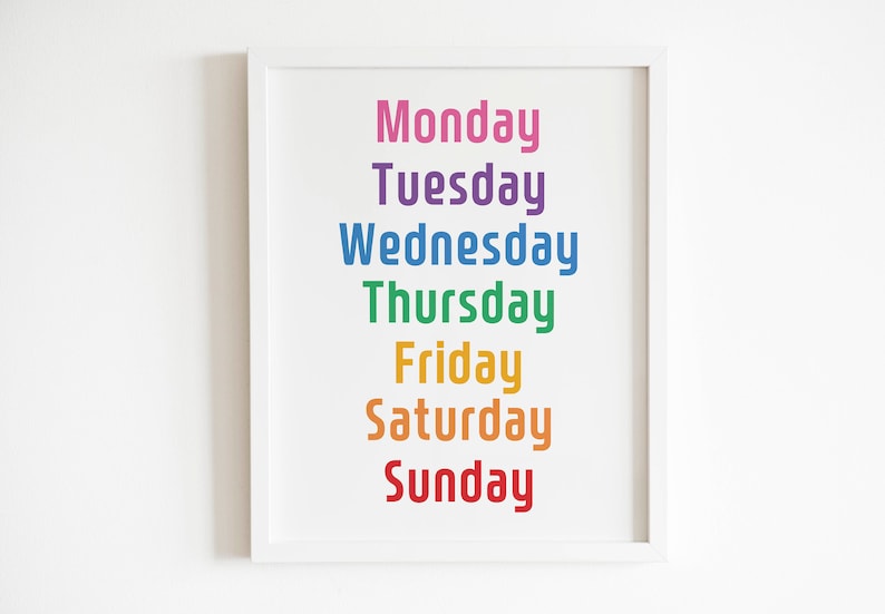 Set of 4 Educational Poster | Colors, Alphabet, Days, Numbers Wall ...