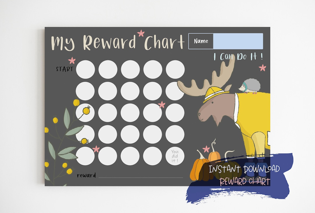 Fall Reward Chart for Kids | Printable Reward Chart | Autumn Sticker ...