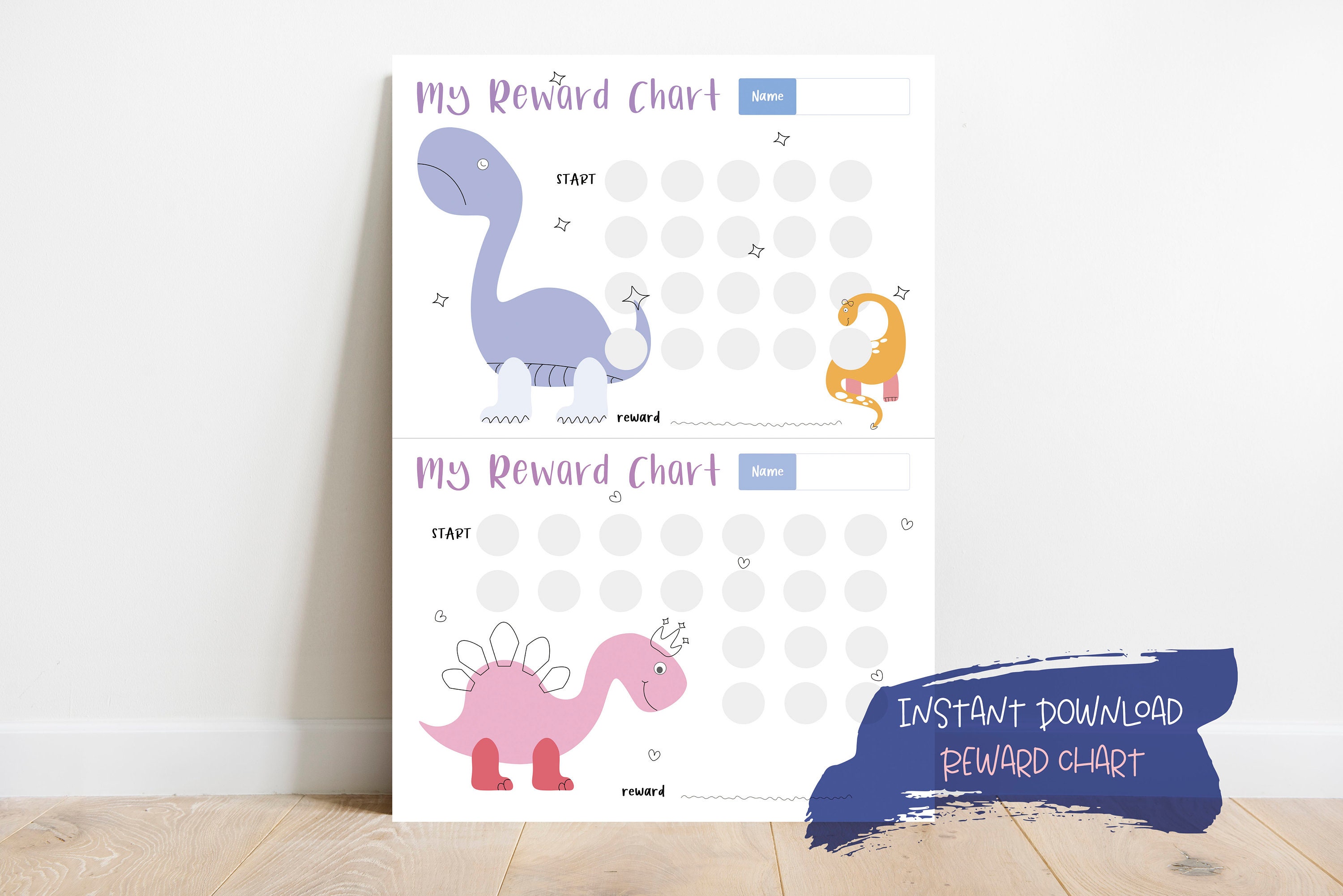 Printable Reward Chart Dinosaur Sticker Chart Potty - Etsy