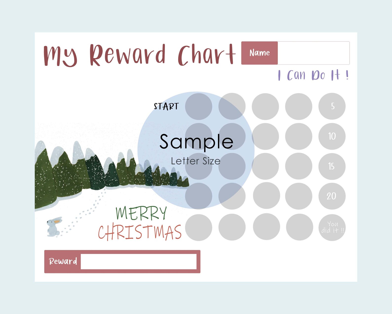 Christmas Reward Chart Instant Download Reward Chart for KIDS Potty ...