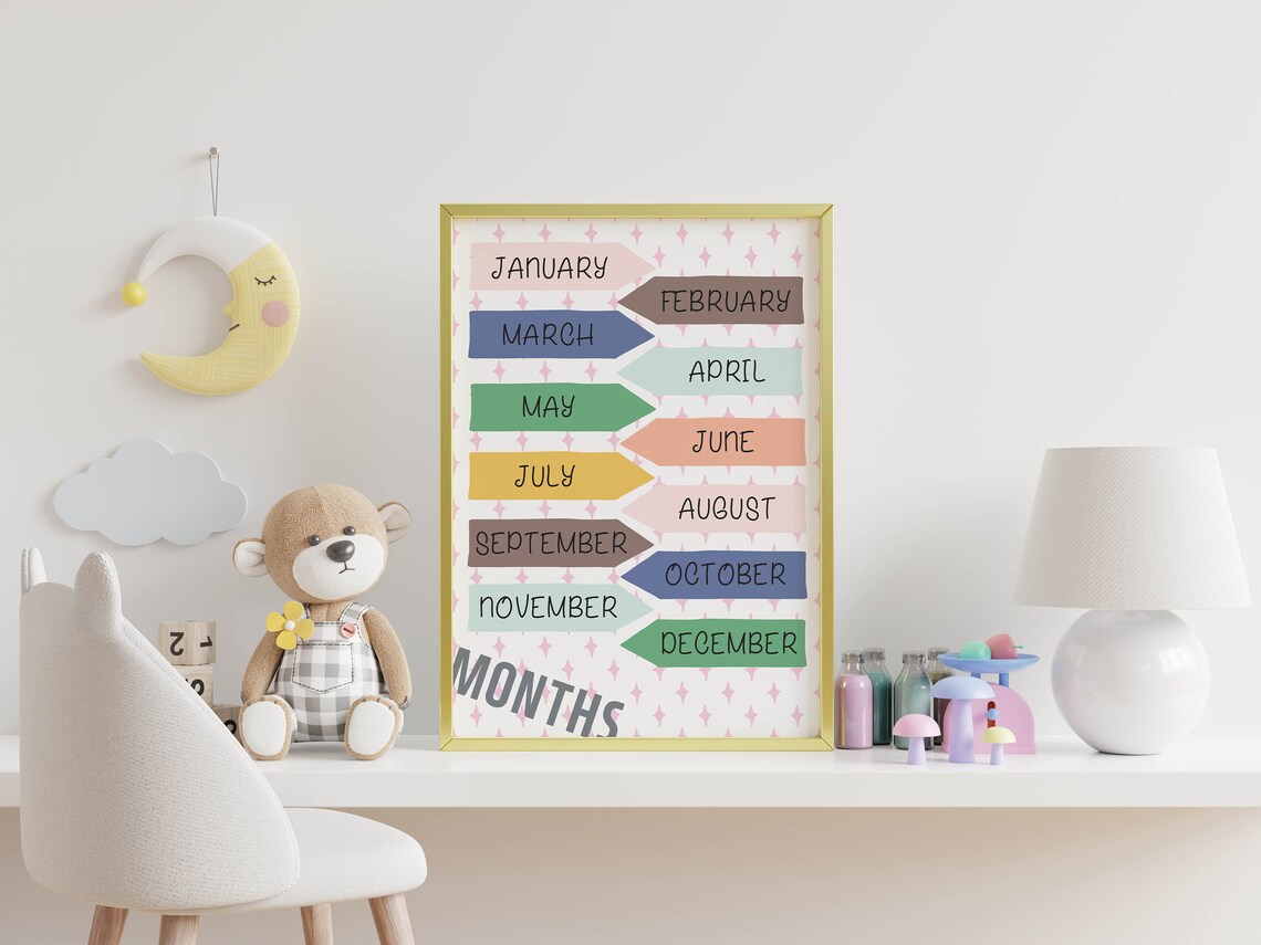 Months Poster Months of the Year Printlearning Poster - Etsy