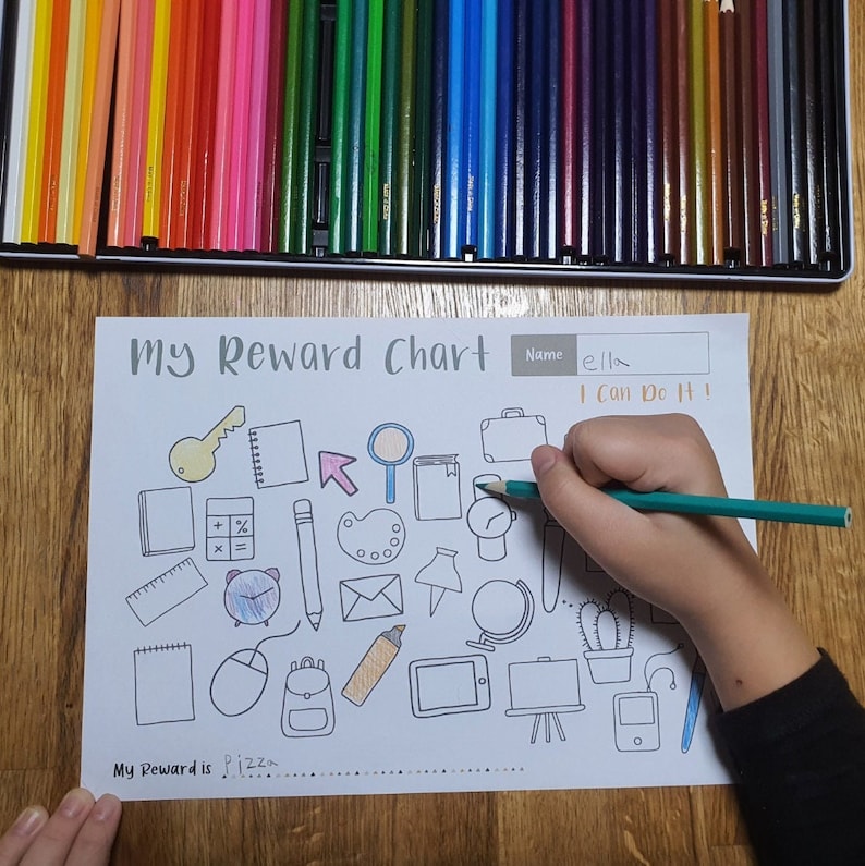 Reward Chart Printable | Coloring Reward Chart | School Supplies ...